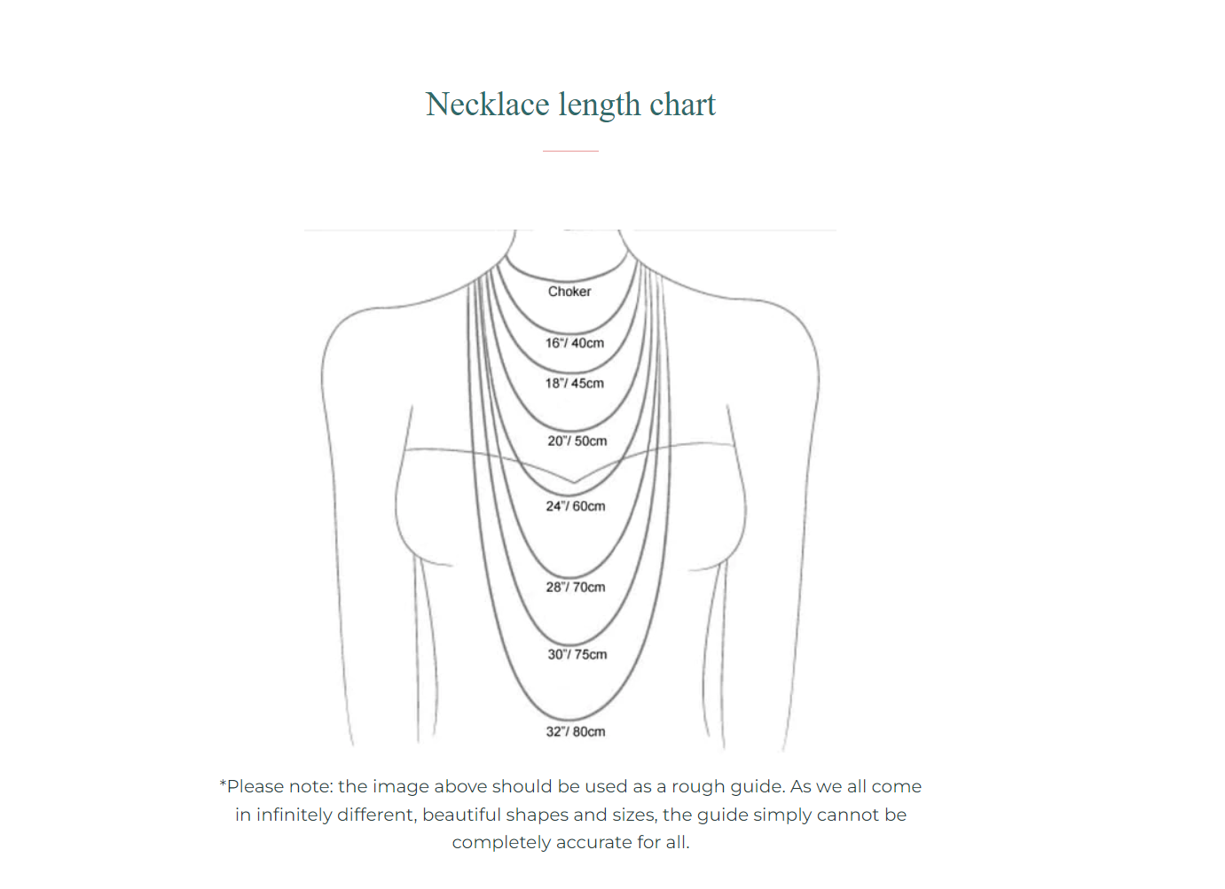 Necklace/pendant Size Guide. – DaiKun Jewelry